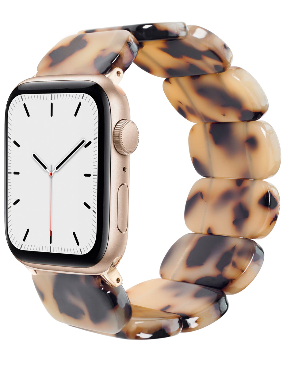 Blonde Tortoise Resin Cute Apple Watch Band (Elastic) – Mymazn